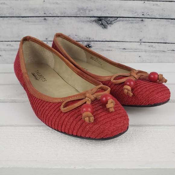 Talbots | Shoes | Talbots Red Olympia Woven Raffia Ballet Flats Sz 6 ...